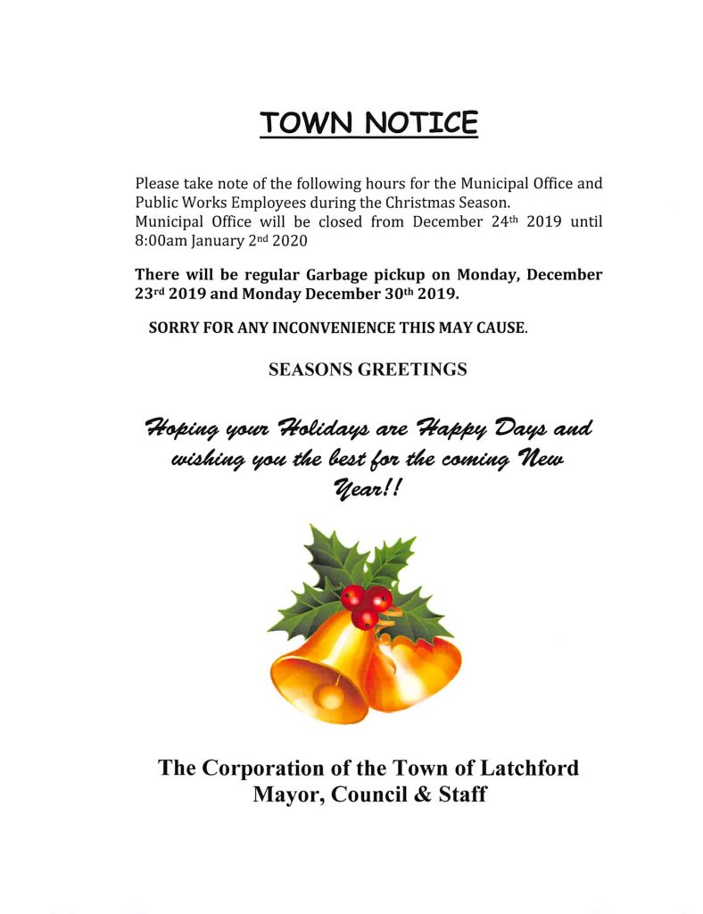 Public Notices • Town of Latchford